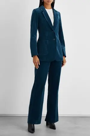iris & ink - Iris & Ink - Chanel Cotton-blend Corduroy Blazer - Blue - UK 8