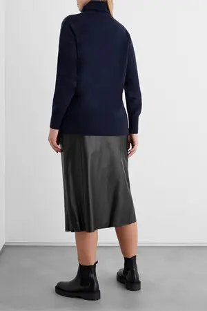 Iris & Ink Beatrice Wrap-effect Leather Midi Skirt
