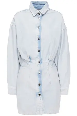 IRO PARIS Raffa Bleached Denim Mini Shirt Dress
