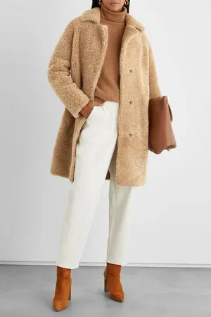 iris & ink - Iris & Ink Woman Elgantine Shearling Coat Camel Size 14