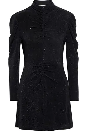 IRO PARIS Hasti Ruched Metallic Stretchknit Mini Dress - Black