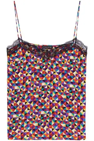Etro Lacetrimmed Silk Crepe De Chine Camisole - Multicolor