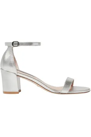 STUART WEITZMAN Stuart Weitzman Suede Sandals With Block Heel And Ankle Strap - Silver