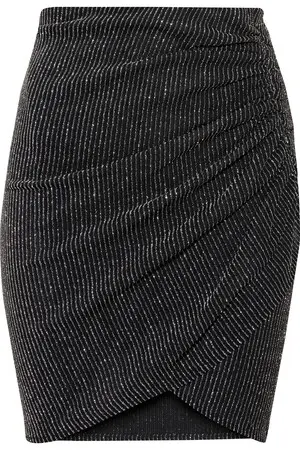 IRO PARIS Tacite Wrapeffect Metallic Striped Stretchmesh Mini Skirt - Black