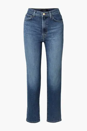 J Brand Jules Highrise Straightleg Jeans - Mid Denim