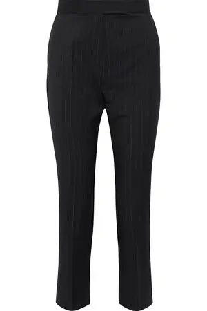 Max Mara Cropped Pinstriped Wool Straightleg Pants - Black