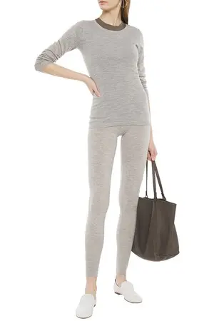 N.peal Mélange Cashmere And Silk-blend Leggings Size