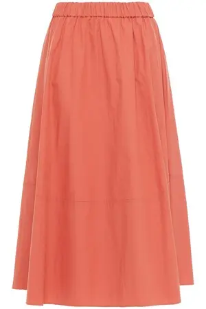 Ba&sh Piel Gathered Cottonpoplin Midi Skirt - Peach