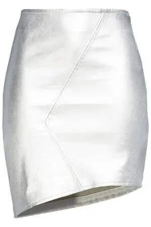Ba&sh Party Asymmetric Metallic Leather Mini Skirt - Silver