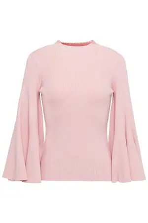 Oscar De La Renta Ribbed Silkblend Sweater - Baby Pink
