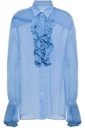 MAISON MARGIELA Ruffled Silkcrepon Blouse