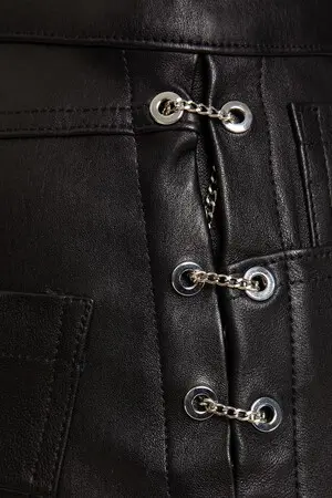 Amiri Chain-trimmed Leather Mini Skirt