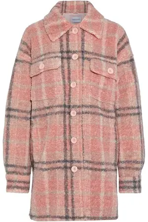 STAND STUDIO Sabi Checked Faux Shearling Jacket