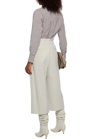 Brunello Cucinelli Cropped Belted Wool Wide-leg Pants