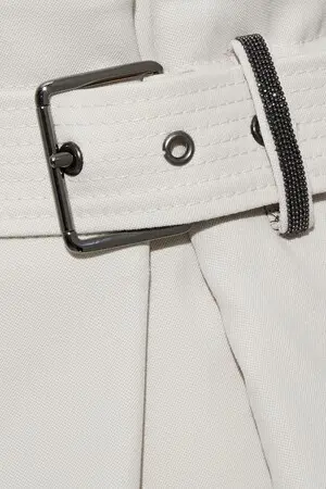 Brunello Cucinelli Cropped Belted Wool Wide-leg Pants