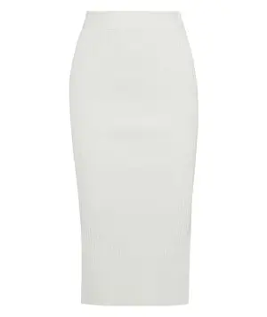 Herve Leger Hervé Léger - Ribbed-knit Midi Skirt - White - L - Ivory
