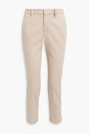 Brunello Cucinelli Beadembellished Cottonblend Twill Slimleg Pants - Beige