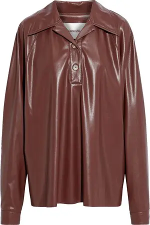 Nanushka Keiron Gathered Vegan Leather Shirt