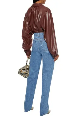 Nanushka Keiron Gathered Vegan Leather Shirt