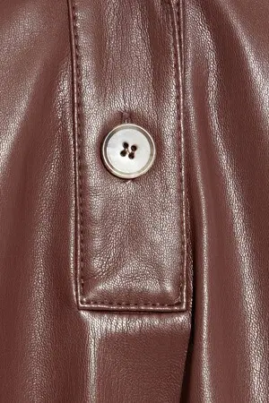 Nanushka Keiron Gathered Vegan Leather Shirt