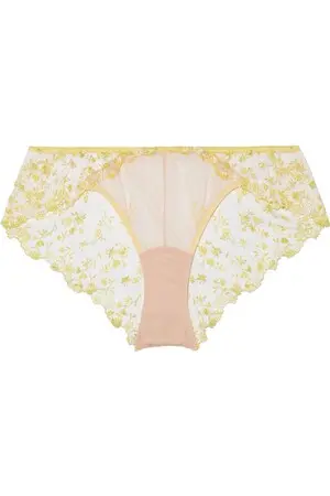 Cosabella Embroidered Stretchmesh Midrise Briefs - Neutral