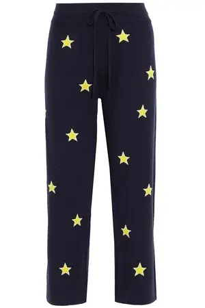 Chinti & Parker Cropped Intarsia Wool And Cashmereblend Track Pants - Black
