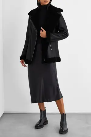 iris & ink - Iris & Ink Woman Françoise Shearling Jacket Black Size 12