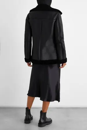iris & ink - Iris & Ink Woman Françoise Shearling Jacket Black Size 12