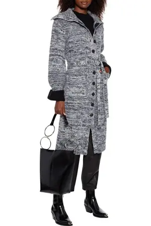FRAME Belted Marled Woolblend Cardigan