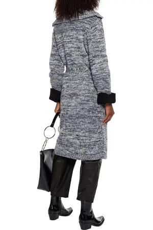 FRAME Belted Marled Woolblend Cardigan