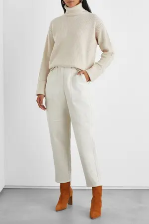 iris & ink - Iris & Ink - Avice Cotton-twill Tapered Pants - White - UK 8