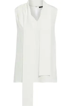 St. John Tieneck Silkblend Crepe De Chine Top - Off-white