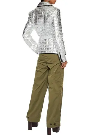 Off-White Appliquéd Metallic Quilted Cottonblend Jacket