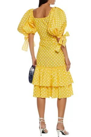 Caroline Constas Nella Tiered Polka-dot Cotton-blend Poplin Midi Dress Size