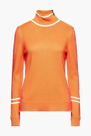 Bogner Xila Striped Wool Turtleneck Sweater - Bright Orange
