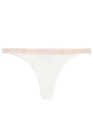 Stella McCartney Ivy Chatting Stretchcotton Jersey Midrise Thong - White