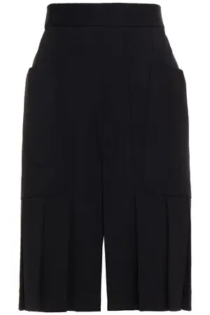 Victoria Beckham Wool-twill Pleated Shorts - Black