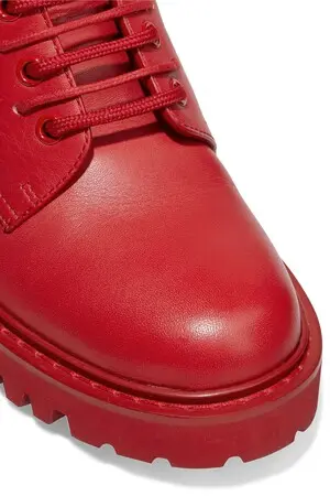 Valentino Garavani - Valentino Garavani Woman Vlogo Embossed Leather Combat Boots Red Size 37