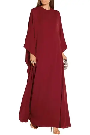 Valentino Garavani Silk-blend Crepe Kaftan Burgundy