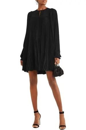 Stella McCartney - Stella McCartney - Claire Plissé-georgette Mini Dress - Black - IT 44