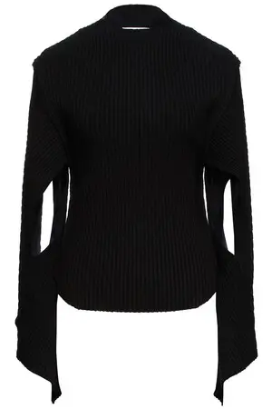Victoria Beckham Cutout Ribbed Woolblend Sweater - Black