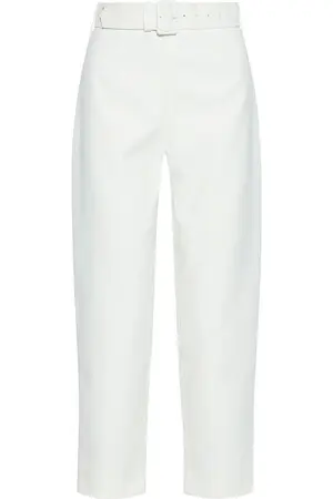 Solace London Tansy Cropped Belted Crepe Straightleg Pants - White