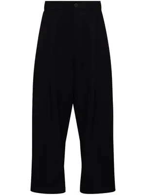 Studio Nicholson Navy Wool Wide-leg Trousers - Blue