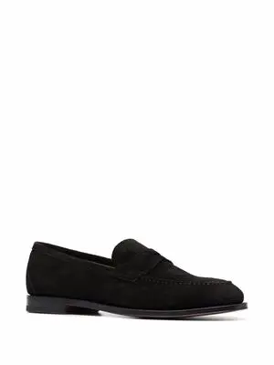 SCAROSSO Stefano Suede Penny Loafers - Black
