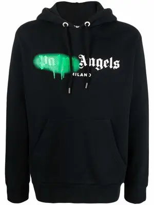 Palm Angels Milano Sprayed-logo Hoodie - Black