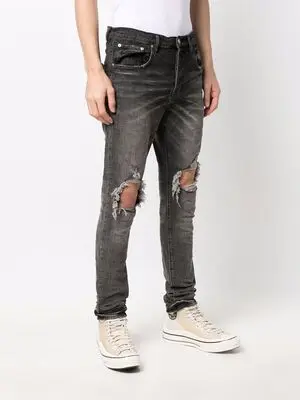PURPLE BRAND Low-rise Slim-fit Jeans - Grey