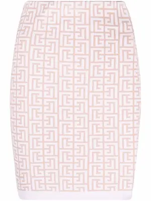 Balmain Monogram Knitted Skirt - Neutrals