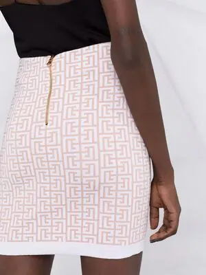 Balmain Monogram Knitted Skirt - Neutrals