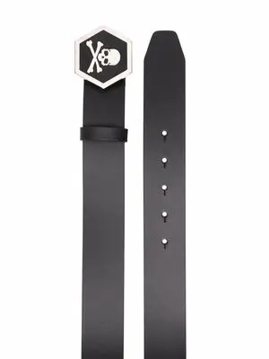 Philipp Plein Leather Belt With Skull Buckle