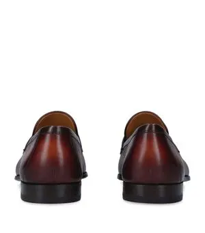 Magnanni Leather Penny Slot Loafers - Beige